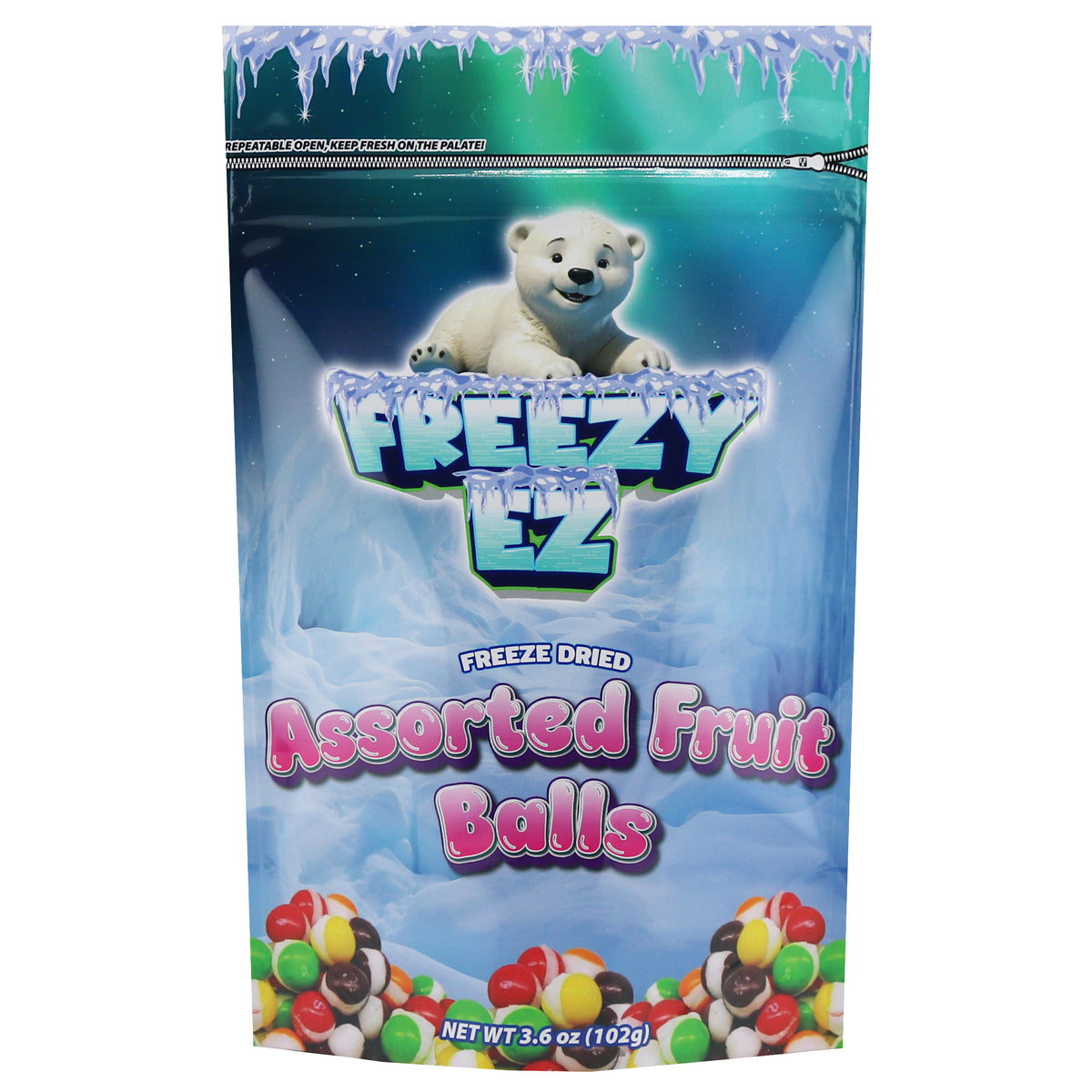 FREEZE DRIED ASSORTED FRUIT BALLS CANDY 3.6 OZ – fccandy