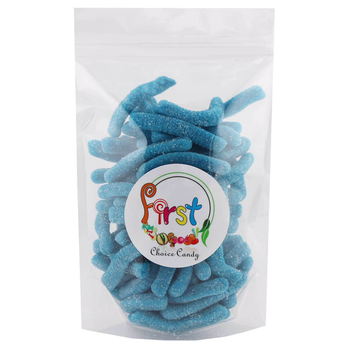 SOUR BLUE RASPBERRY GUMMY WORMS – fccandy